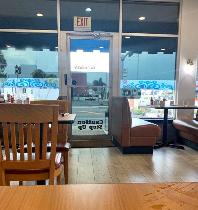 That "Step Up" sign on the door isn't just an instruction&mdash;it's your first clue that you're entering somewhere a cut above ordinary breakfast joints.