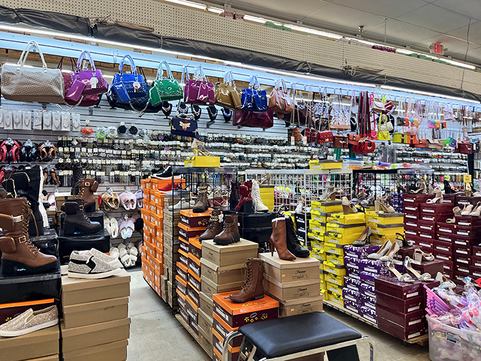 Shoes and handbags in every hue create a fashionista's playground where last season's trends find new life at this season's prices.