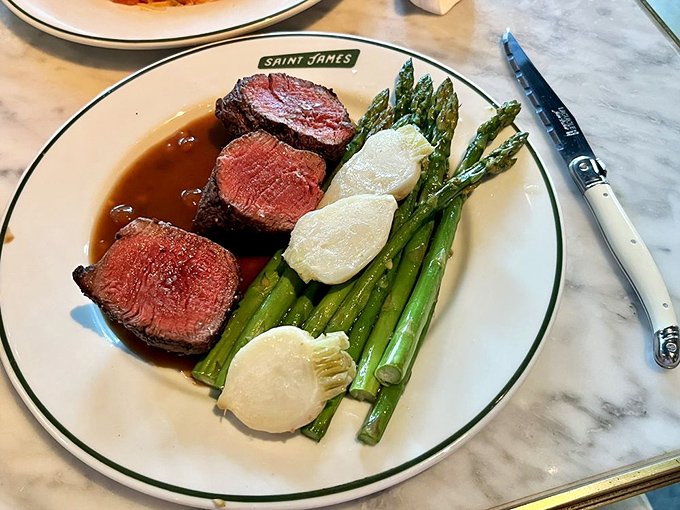 This steak doesn't just sit on the plate&mdash;it commands attention, while asparagus and potatoes play supporting roles to perfection.