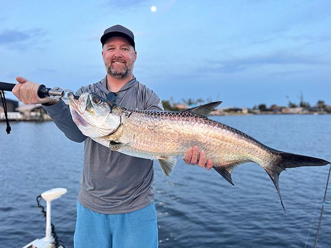 "I caught dinner!" moments are Matlacha's version of striking gold. This tarpon represents hours of patience rewarded in spectacular fashion.