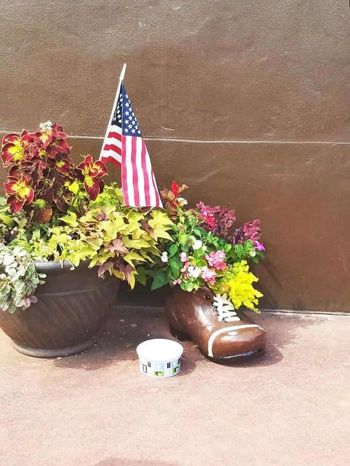 A patriotic boot planter brings new meaning to flower power. When your landscaping has a footwear theme, you've really stepped up your game.