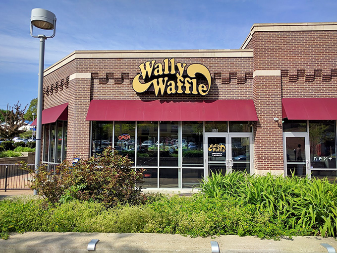 Summer at Wally Waffle: where the awnings are red, the logo is bright, and breakfast dreams come true year-round.