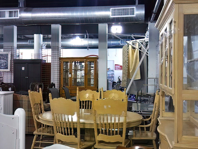 Mid-century dining sets and solid wood cabinets share space with wicker and oak &ndash; furniture with stories waiting for new chapters in fresh homes.