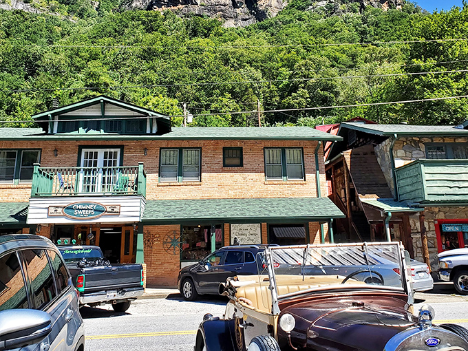Chimney Rock Village shops nestle at the mountain's base, where you can buy everything from homemade fudge to that "I survived the stairs" t-shirt.