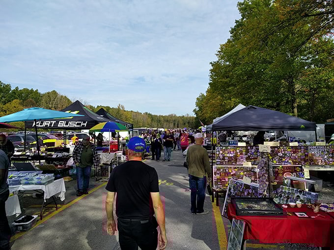 Outdoor vendors brave the elements to share their collections with fellow treasure hunting enthusiasts.