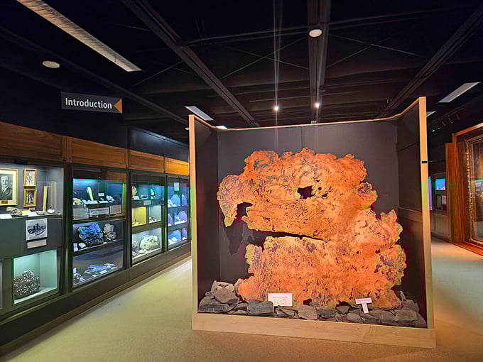 The museum's thoughtful layout guides visitors through billions of years of Earth's creativity, with copper taking center stage.
