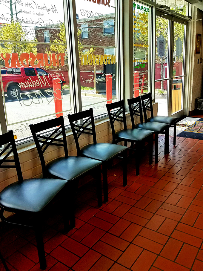 The waiting area &ndash; where anticipation builds and the aroma of steamed crabs makes those few minutes feel like delicious torture.