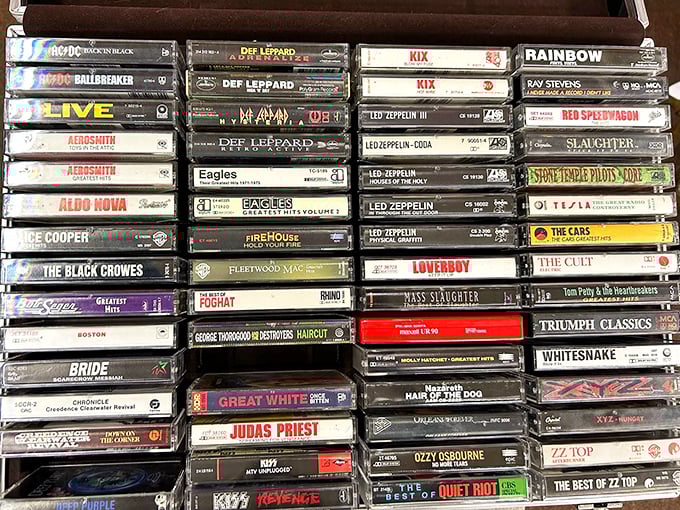 The soundtrack of rebellious youth, now neatly organized in plastic cases. AC/DC never looked so domesticated.