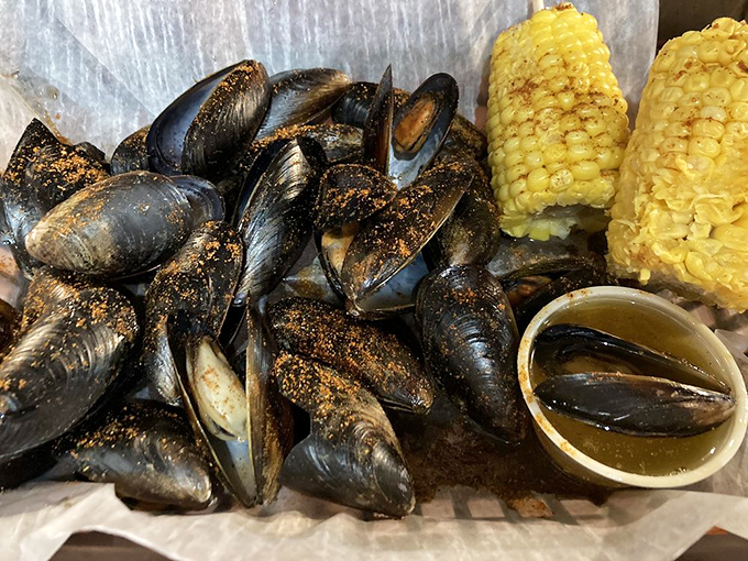 Mussels that mean business, served with corn that's clearly an accomplice. A partnership of flavors that makes you wonder why you'd eat anything else.