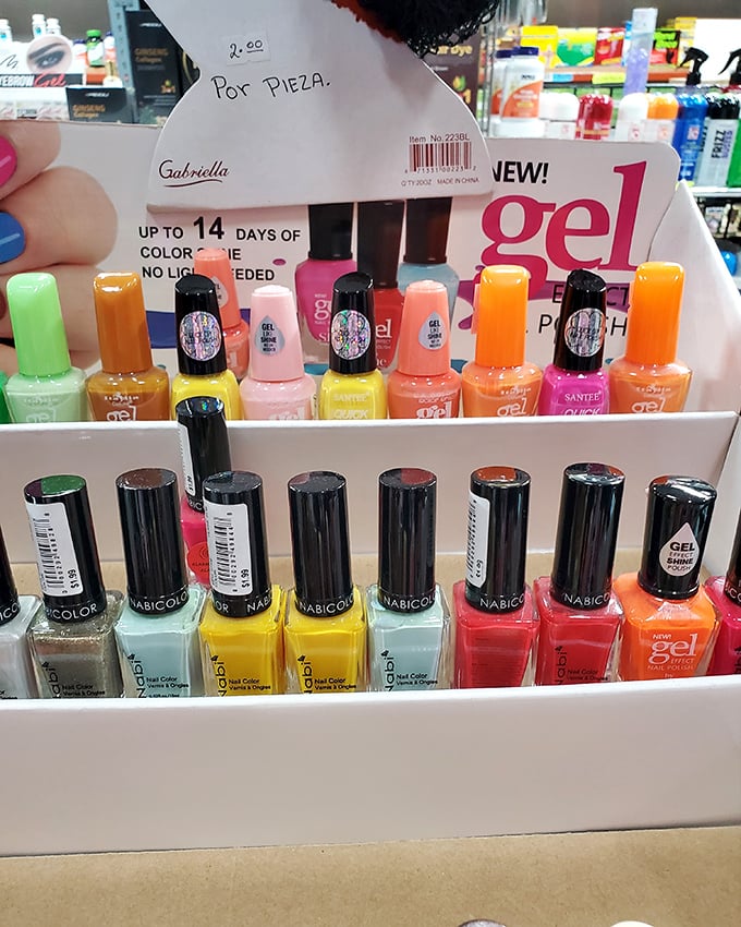 Nail polish paradise offering every shade under the California sun. Your fingers can be a different color every day for months.