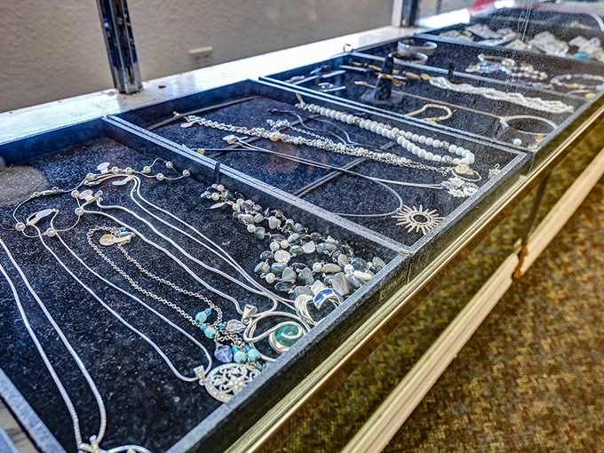 Silver and stone treasures laid out like an artisan market. These necklaces have stories to tell&mdash;and new chapters to write.