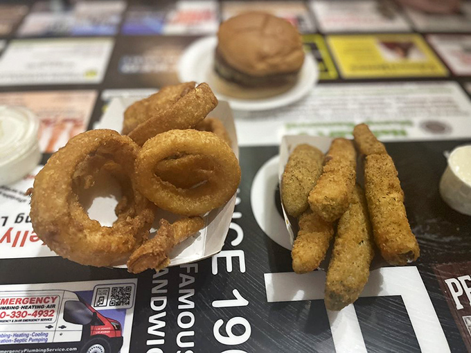 The dynamic duo of tavern sides &ndash; where onion rings and fried pickles join forces to ensure no beer feels lonely.