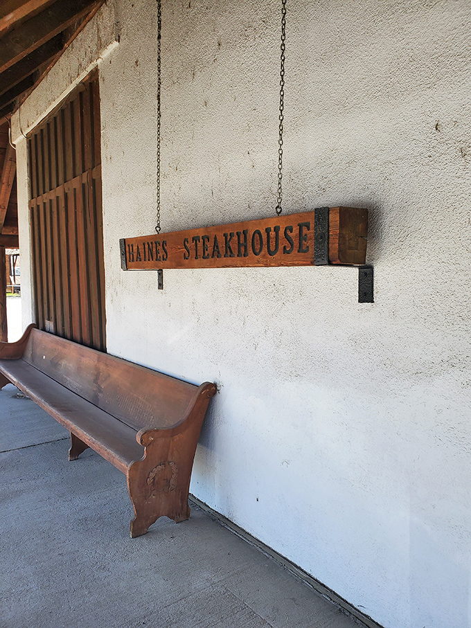 This bench outside isn't just waiting for diners—it's collecting stories from satisfied customers who need a moment to recover.