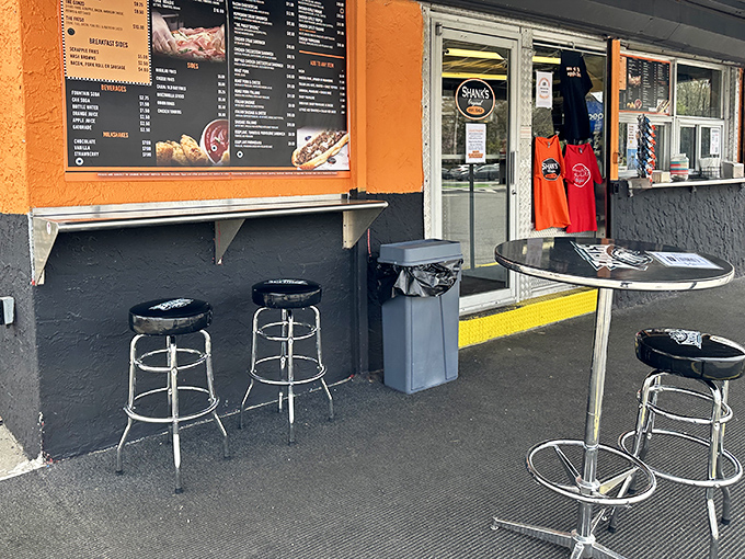 That bright orange umbrella isn't just for shade&mdash;it's a beacon calling hungry souls to sandwich salvation on the Delaware waterfront.