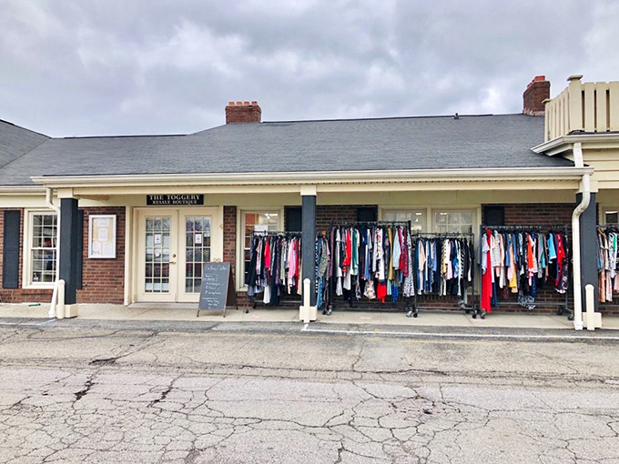 The storefront that launched a thousand wardrobe revolutions. The Toggery's exterior hints at the fashion democracy happening inside those brick walls.