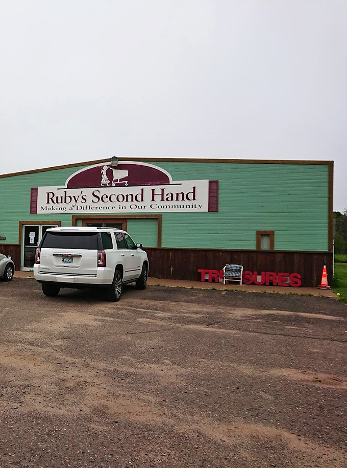 Even the parking lot boasts treasures &ndash; that red sign promising discoveries that justify the drive to Siren.