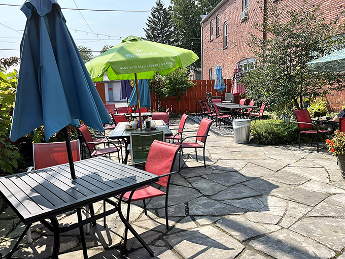 A patio that feels like your most house-proud friend's backyard&mdash;the perfect spot to sip something cold while debating whether it's too early for dessert.