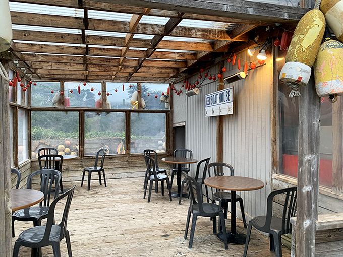 The covered patio&mdash;where the boundary between restaurant and coastline blurs, and every breeze carries a hint of salt and possibility.