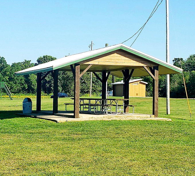 This humble picnic shelter has hosted more family reunions, birthday celebrations, and potluck triumphs than any five-star restaurant.