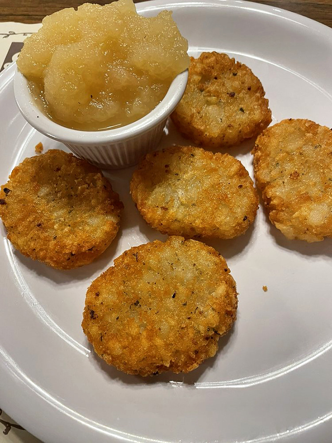 Potato cakes crispy enough to make you forget all other forms of potato exist, served with applesauce that adds the perfect sweet counterpoint.
