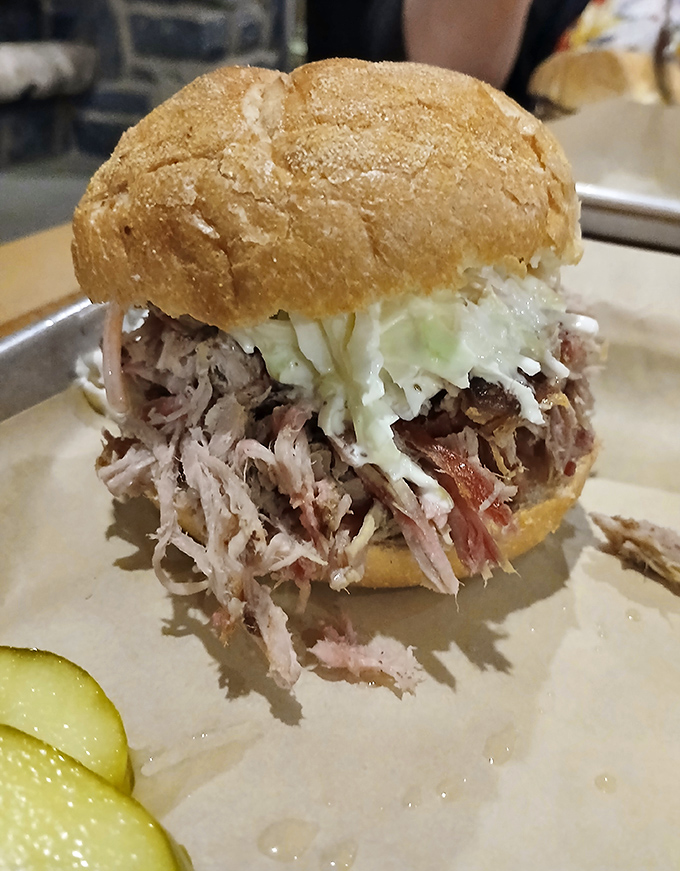 A pulled pork sandwich that doesn't just satisfy hunger&mdash;it resolves existential questions about the meaning of lunch.