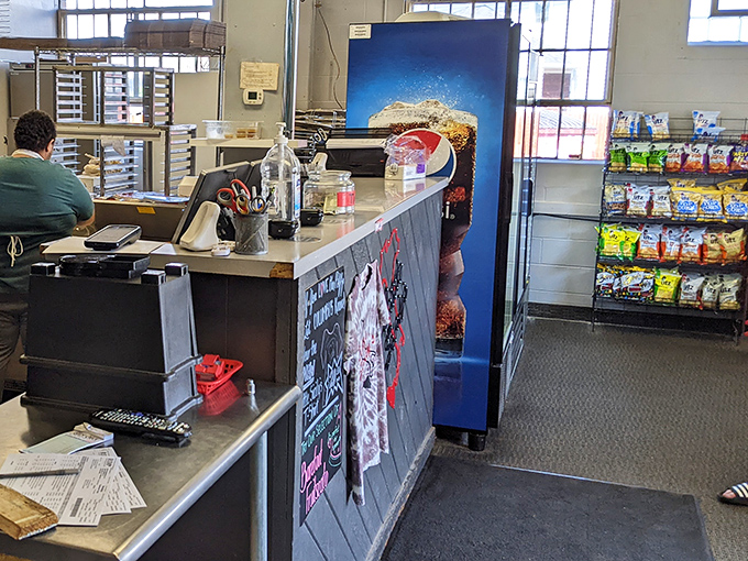 The register area showcases the practical side of pizza paradise &ndash; where transactions happen quickly so you can get back to the serious business of eating.