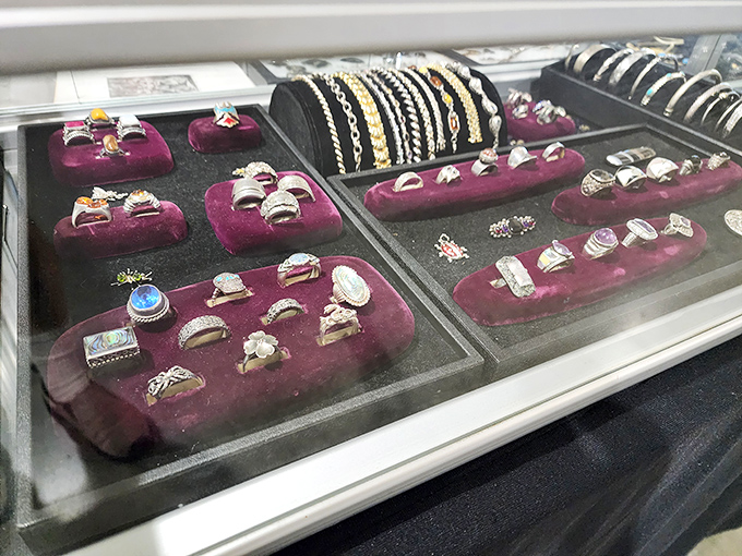 Rings that have witnessed decades of love stories. These vintage bands and stones carry whispers of anniversaries, proposals, and celebrations long past.