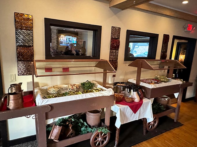 A buffet setup that promises abundance without overwhelming&mdash;the kind of thoughtful presentation that says "quality" louder than "quantity."