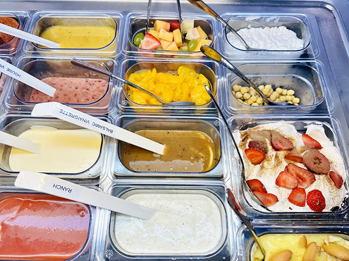 The mark of a serious breakfast joint: a prep station with everything from fresh fruit to homemade gravies. No corners cut here.