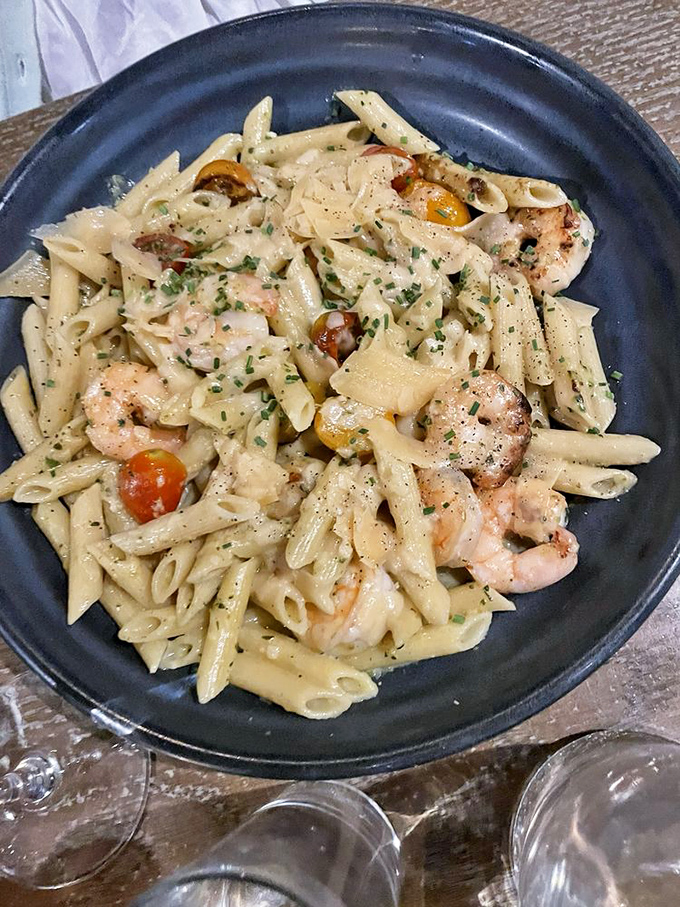 Shrimp and pasta playing so nicely together you'd think they were childhood friends. Simple ingredients transformed into something magical.