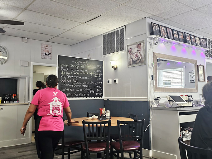 A chalkboard menu of daily specials promises off-menu treasures. The best breakfast spots always have secrets worth discovering.