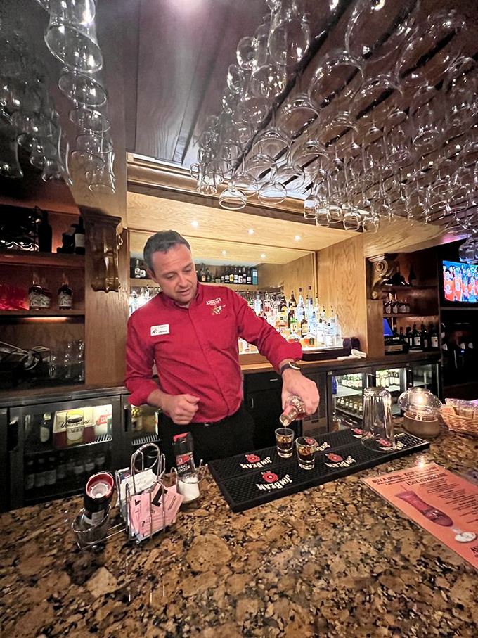 Behind every great steakhouse is a bartender who knows exactly when you need that second old fashioned. Service with a smile and perfect timing.