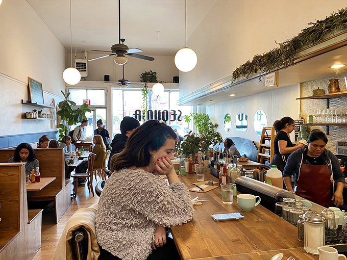 The open kitchen concept lets you watch breakfast artists at work, creating morning magic one perfectly timed order.