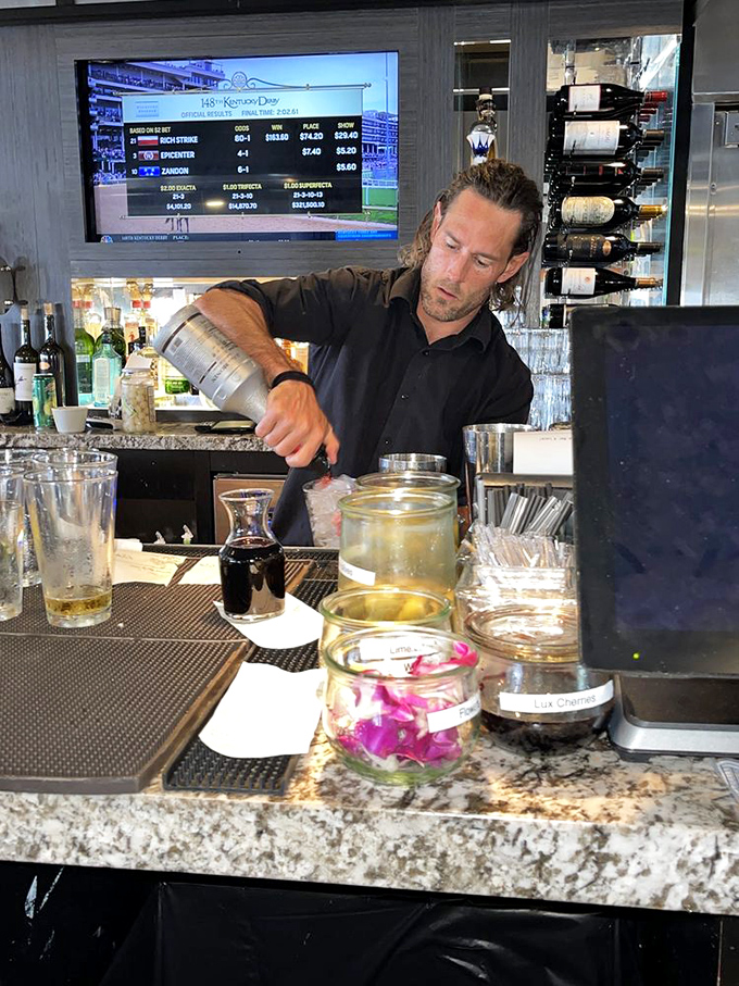Mixology meets maritime at Rusty Pelican's bar, where cocktails are crafted with the precision of a master shipbuilder.