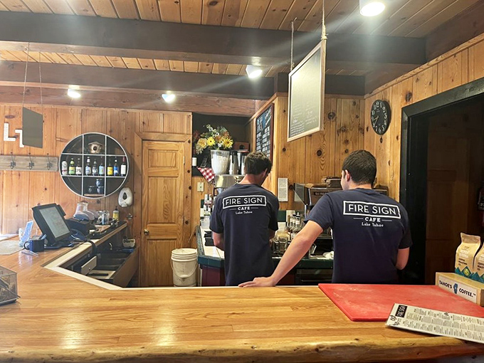 Behind the scenes magic makers. The Fire Sign staff orchestrates the breakfast symphony that keeps hungry mountain-goers coming back.