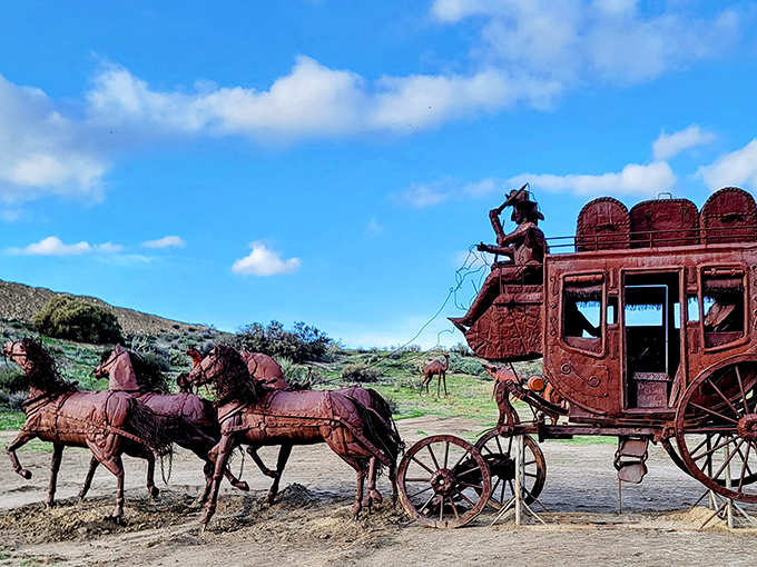 "Next stop: 1880!" This stagecoach and team capture the romance of westward expansion, minus the uncomfortable wooden seats and dusty trails.