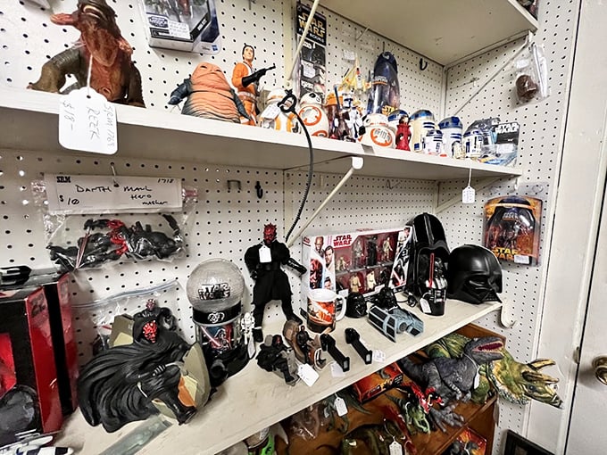 The Force is strong in this collection corner. From Darth Vader to R2-D2, these Star Wars collectibles prove that even galaxies far, far away eventually land in Pennsylvania.