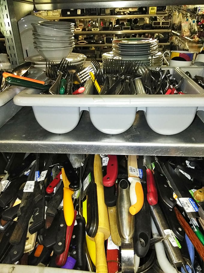 The kitchen utensil section: where spatulas of all colors find new purpose. A rainbow of cooking tools awaits your culinary adventures.