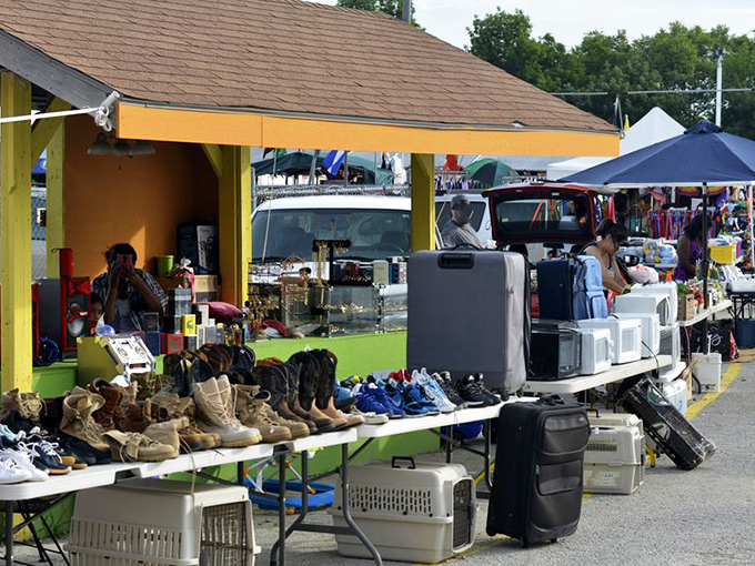 The footwear frontier &ndash; where work boots stand shoulder to sole with sneakers in a display that tells the story of American life one step at a time.