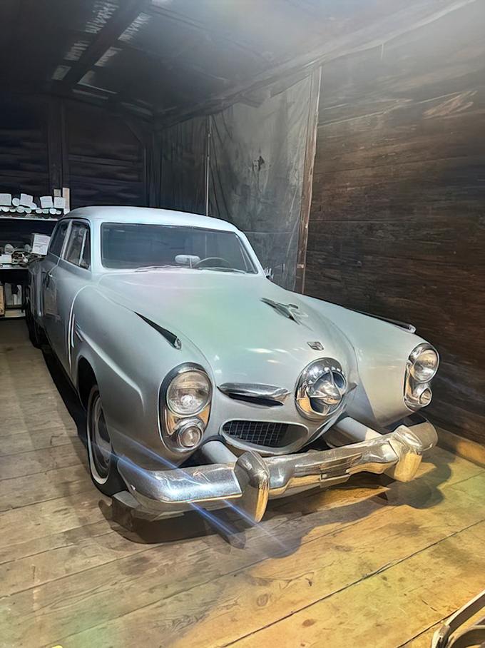 This stunning vintage Studebaker isn't a train, but represents the automobile era that challenged rail's dominance&mdash;now they peacefully coexist in the museum.