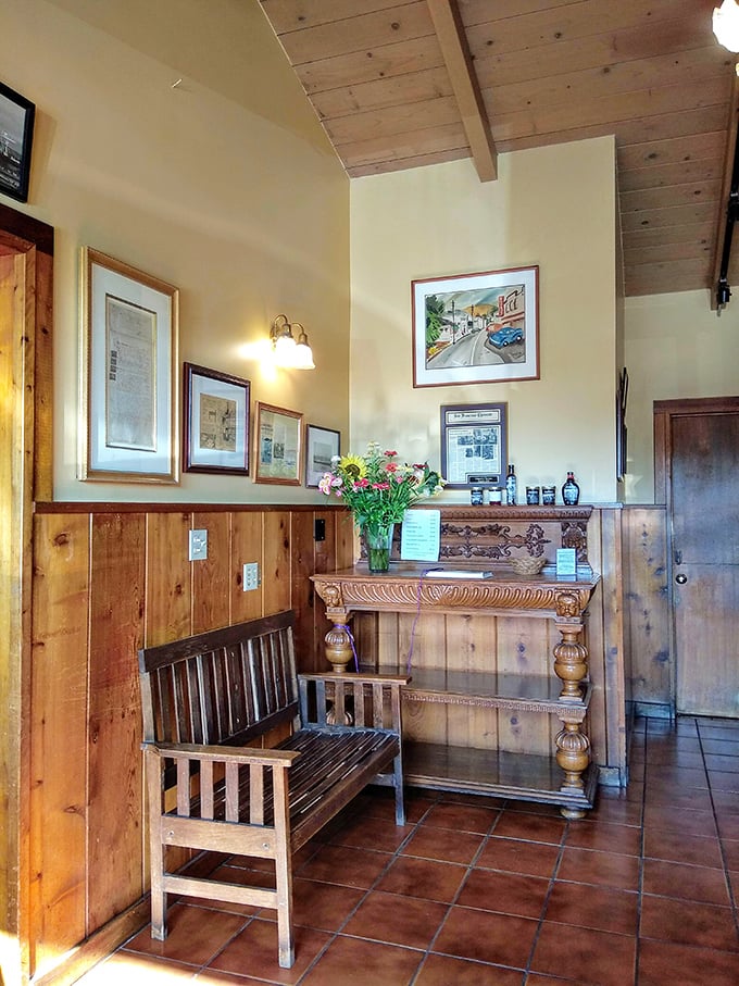 Even the waiting area exudes rustic charm, making the anticipation of your meal half the fun. 