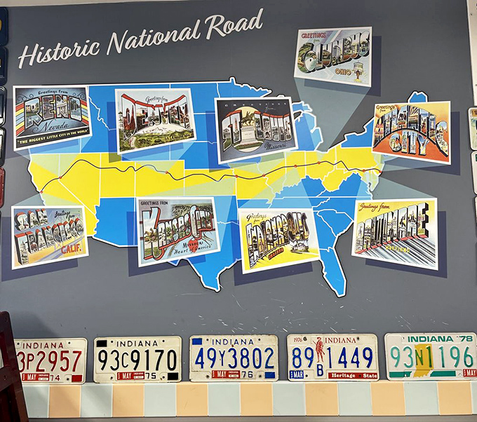 The Historic National Road map reminds diners they're eating in a place where American history and American appetite have been intersecting for generations.