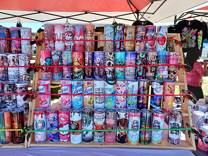 A rainbow of insulated cups promises to keep your sweet tea cold during those sweltering South Carolina afternoons.