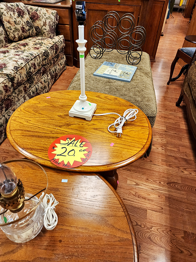 That $20 wooden coffee table has hosted countless family game nights and is ready for its next chapter in your living room.
