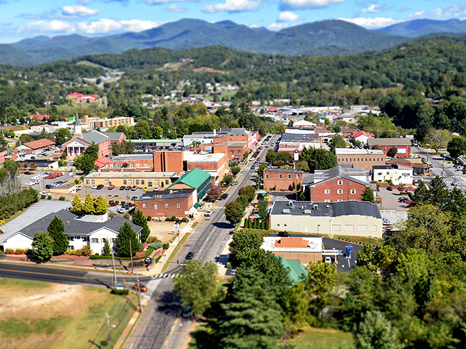 The Blue Ridge Mountains frame Franklin's downtown, where retirees discover mountain living doesn't have to mean mountain-high prices.