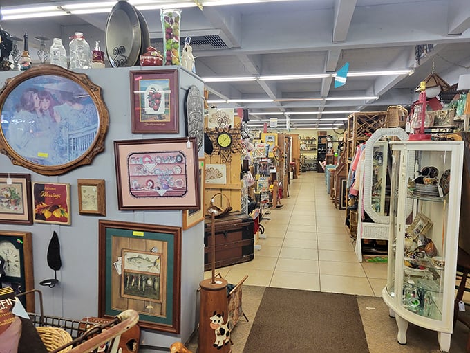 Framed memories line the walls as you navigate the labyrinth of collectibles. Each picture tells someone else's story, waiting to become part of yours.