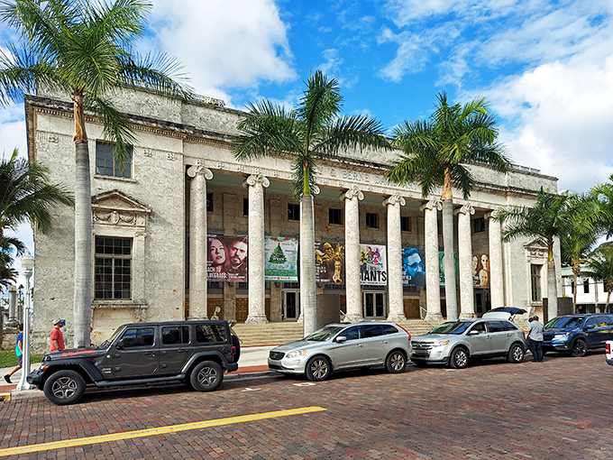 The stately columns of this historic arts center remind us that culture thrives in paradise too. Renaissance masterpieces might be jealous of this Florida light.