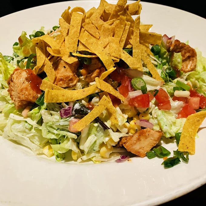 A BBQ Chopped Salad that makes eating greens feel like cheating on your diet. Crispy tortilla strips add the perfect textural counterpoint.