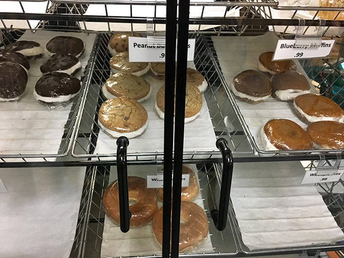 Whoopie pies lined up like edible hockey pucks of joy&mdash;the perfect handheld dessert for when you want cake and cookies simultaneously.