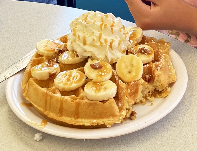 When waffles meet bananas foster, angels sing and diet plans mysteriously disappear.